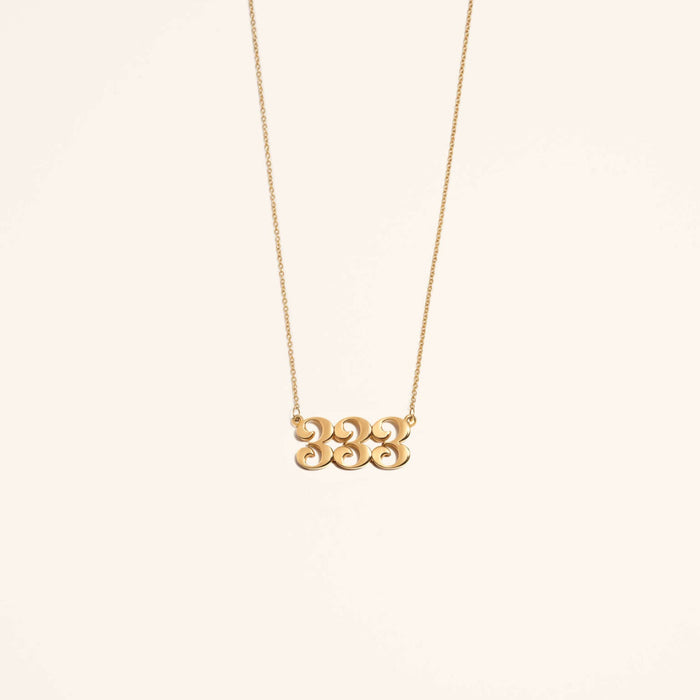 Angel Number 333 Gold Necklace