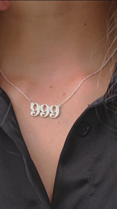 999 Silver Necklace | Luxury Angel Number Jewelry | Stainless Steel
